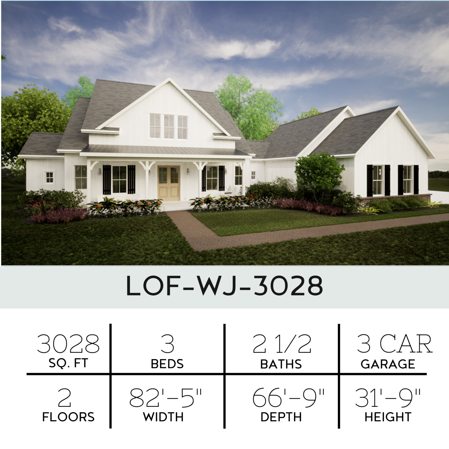 LOF-WJ-3028 ⋆ Owner-Builder Program & House Plans - Century Oak Farmhouse