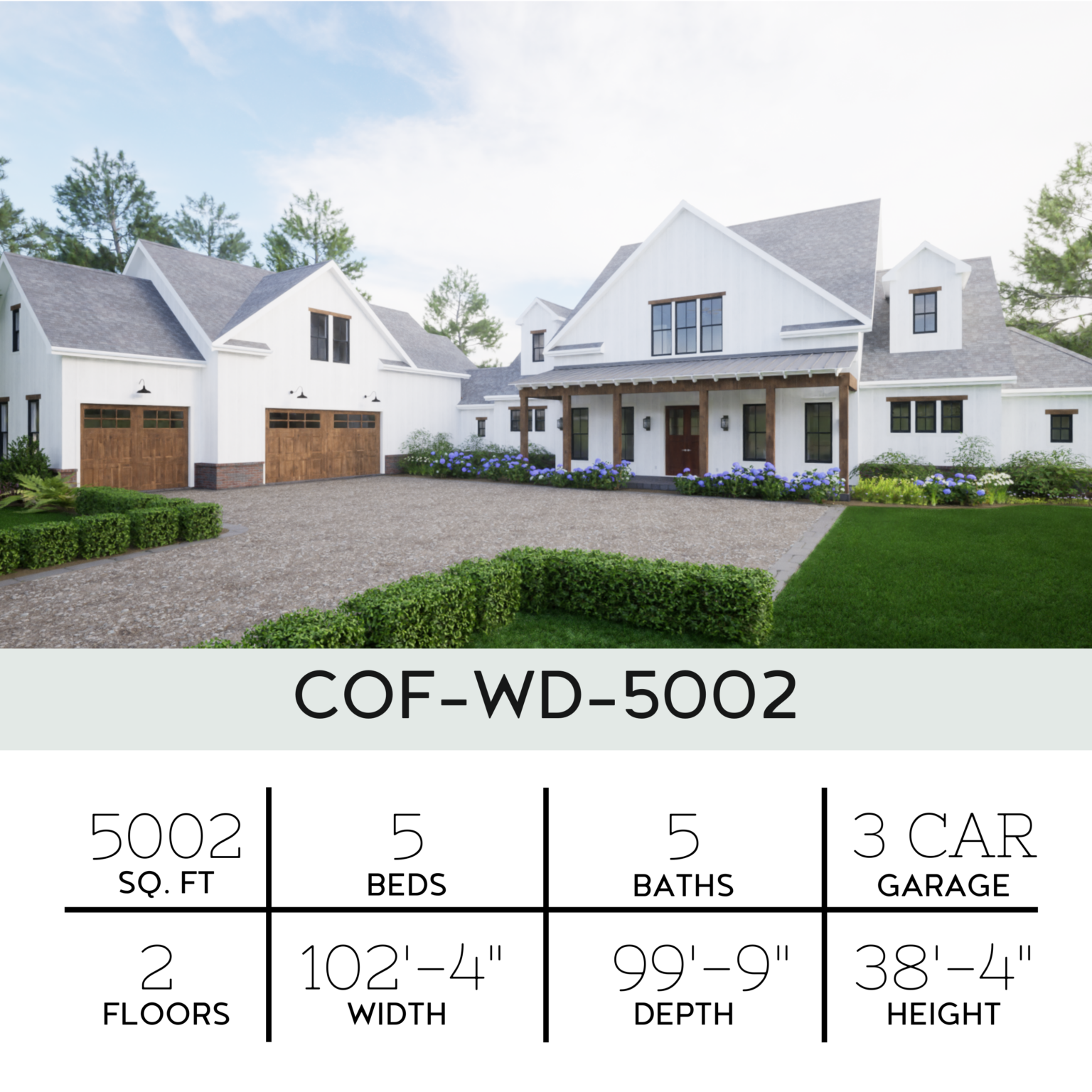 COF-WD-5002 ⋆ Owner-Builder Program & House Plans - Century Oak Farmhouse